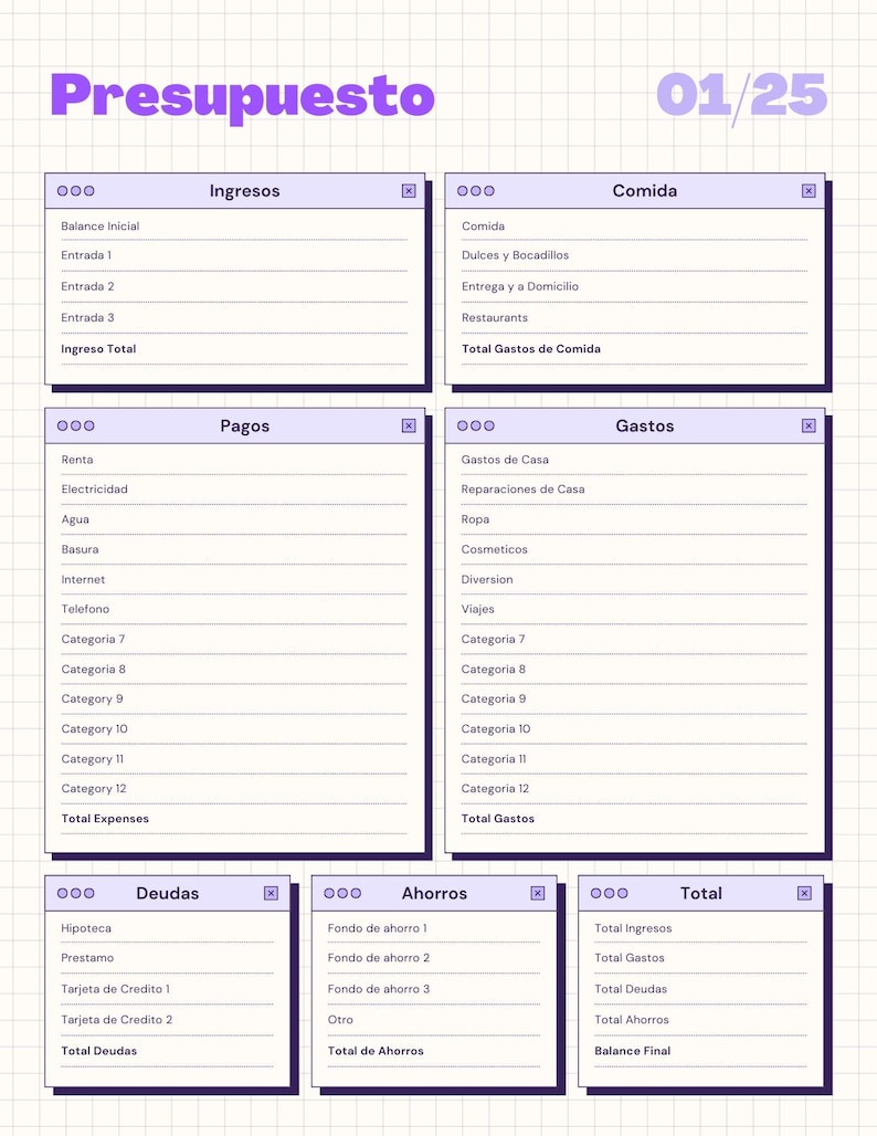Monthly Budget, Spanish Budget, Presupuesto Mensual, 2025 Budget ...