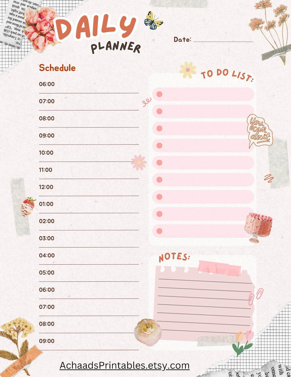 Daily Planner, Instant Download, Minimal Productivity Planner ...