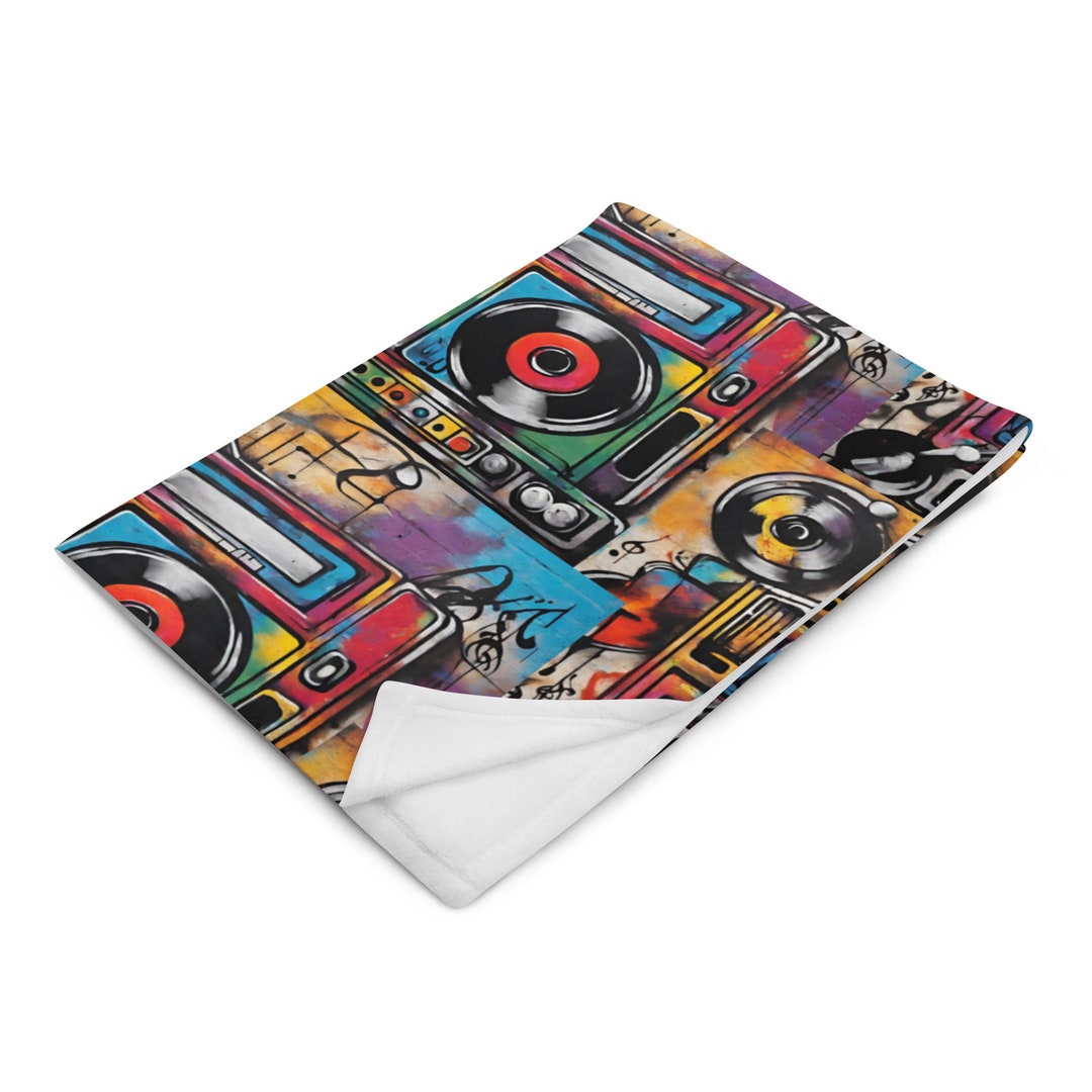 Princess Poison's Colorful Retro DJ Mixers Throw Blanket Music Lover's ...