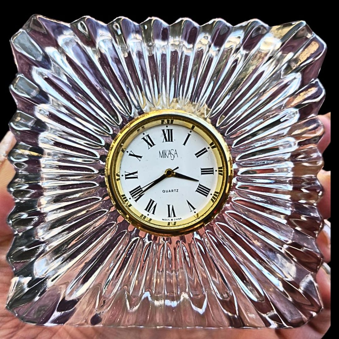 Mikasa Crystal Desk Clock Vintage Quartz Cut Glass Timepiece - Etsy