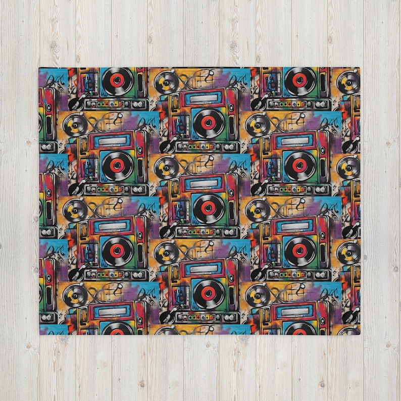 Princess Poison's Colorful Retro DJ Mixers Throw Blanket Music Lover's ...