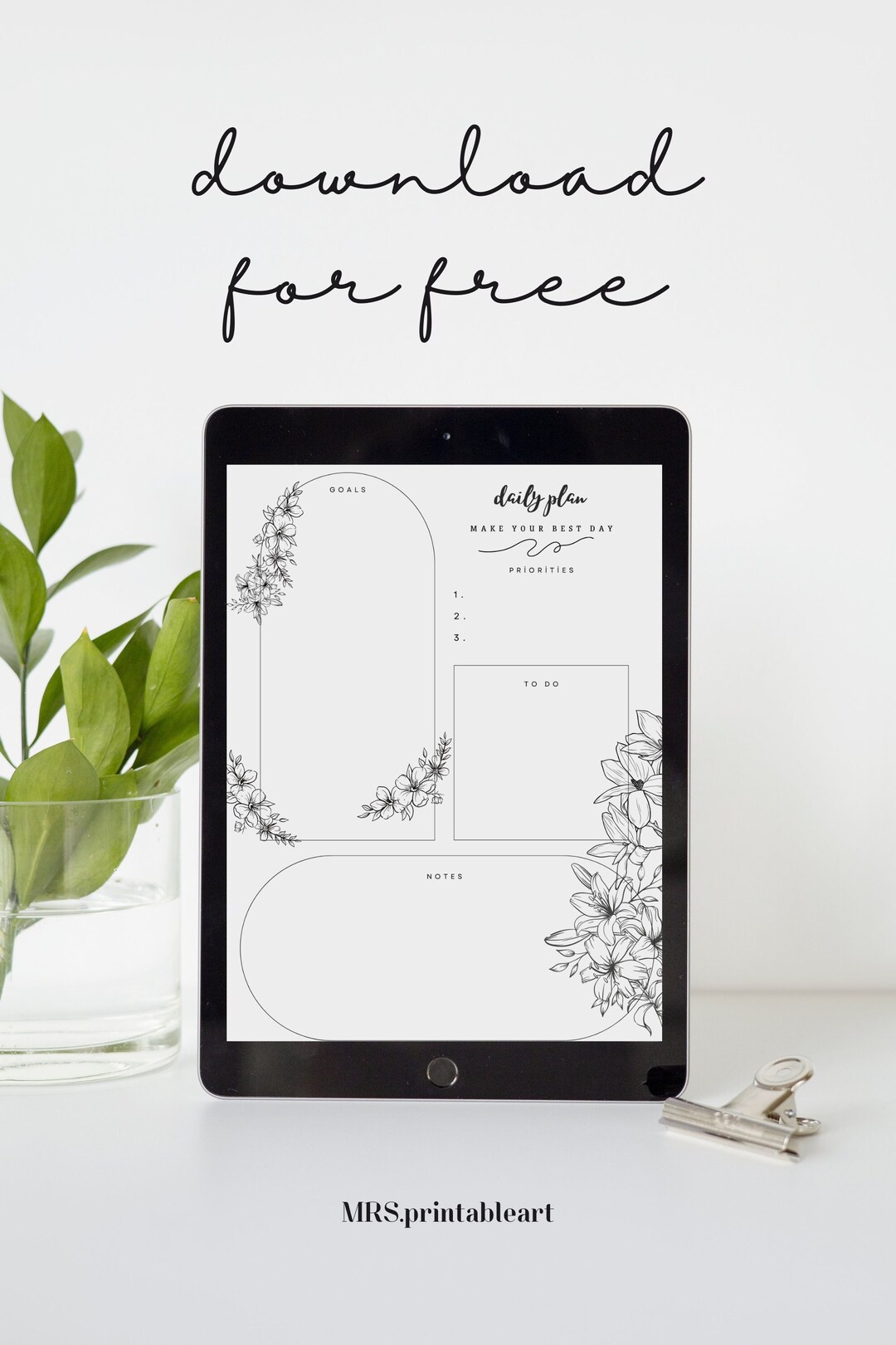 Soft Flower Printable Planner Free Download Flower Daily Planner - Etsy