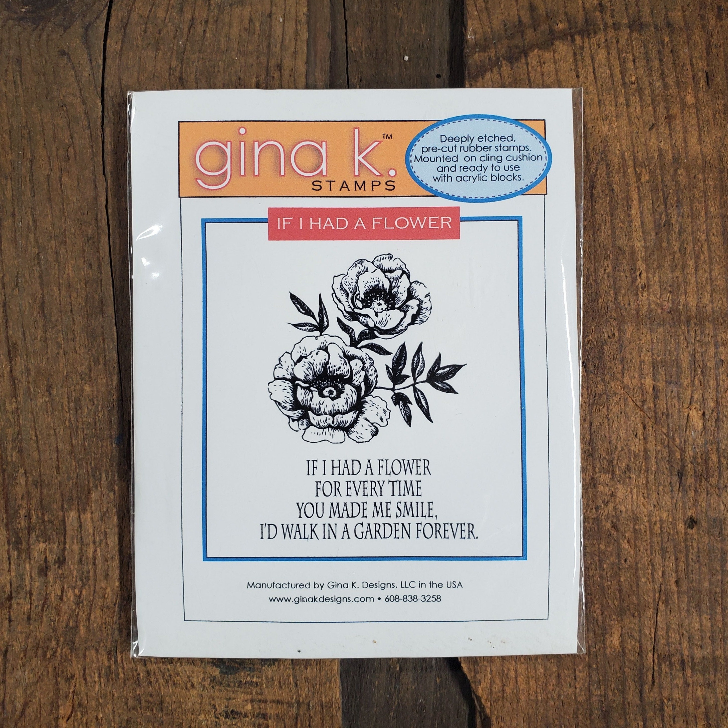 Gina K Stamps/ Rubber Stamp/ If I Had a Flower/ Precut Mounted Stamp - Etsy
