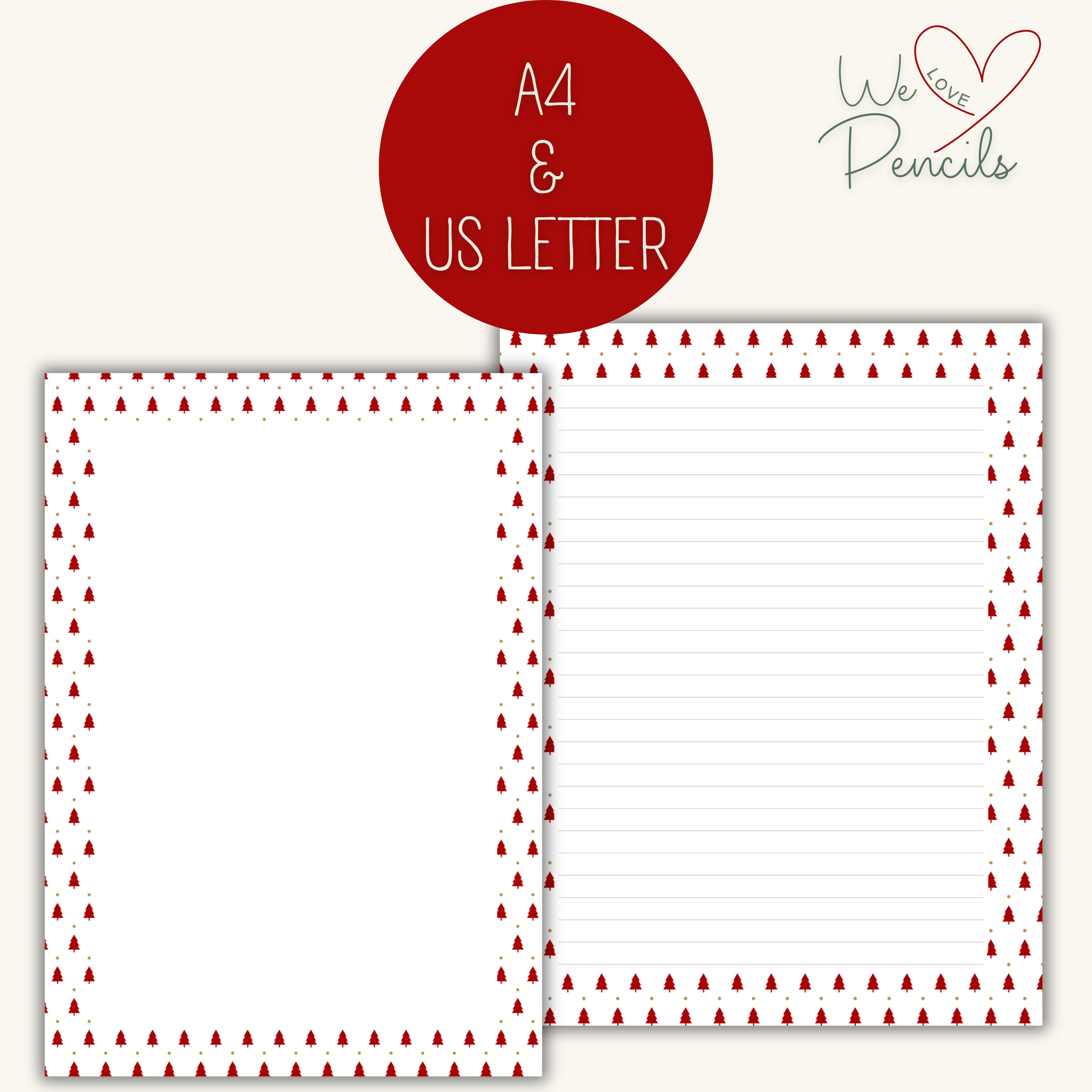 Printable Christmas Letter Paper Set With Envelope, Printable Christmas ...