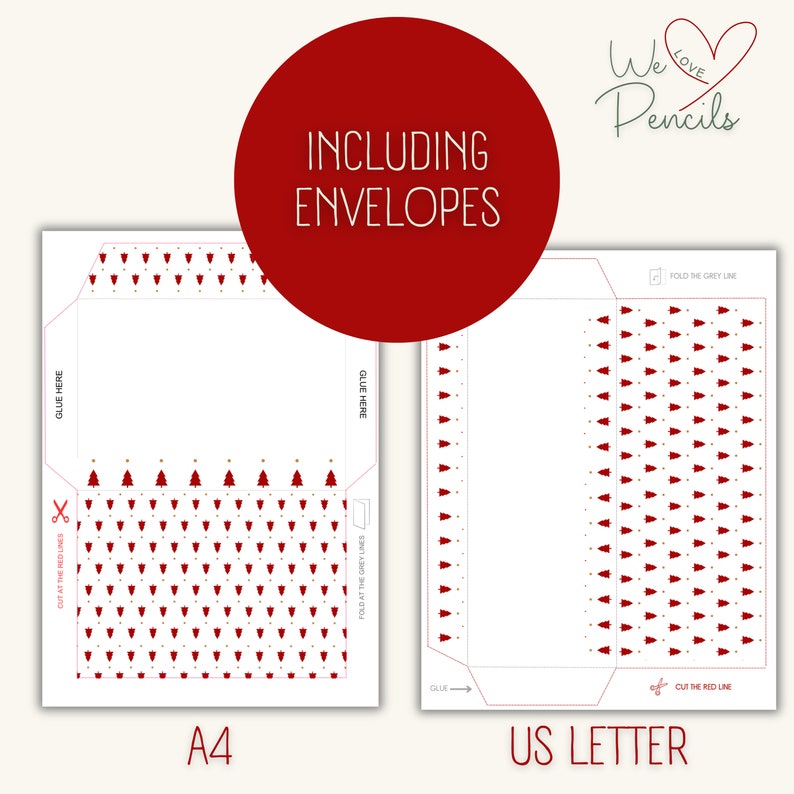 Printable Christmas Letter Paper Set With Envelope, Printable Christmas ...