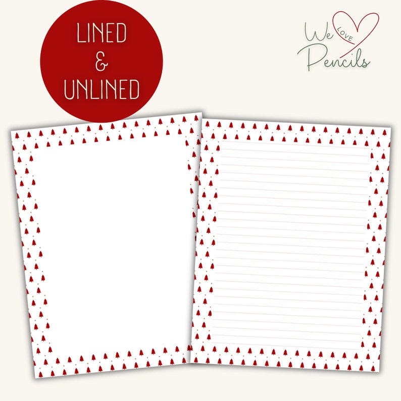Printable Christmas Letter Paper Set With Envelope, Printable Christmas ...