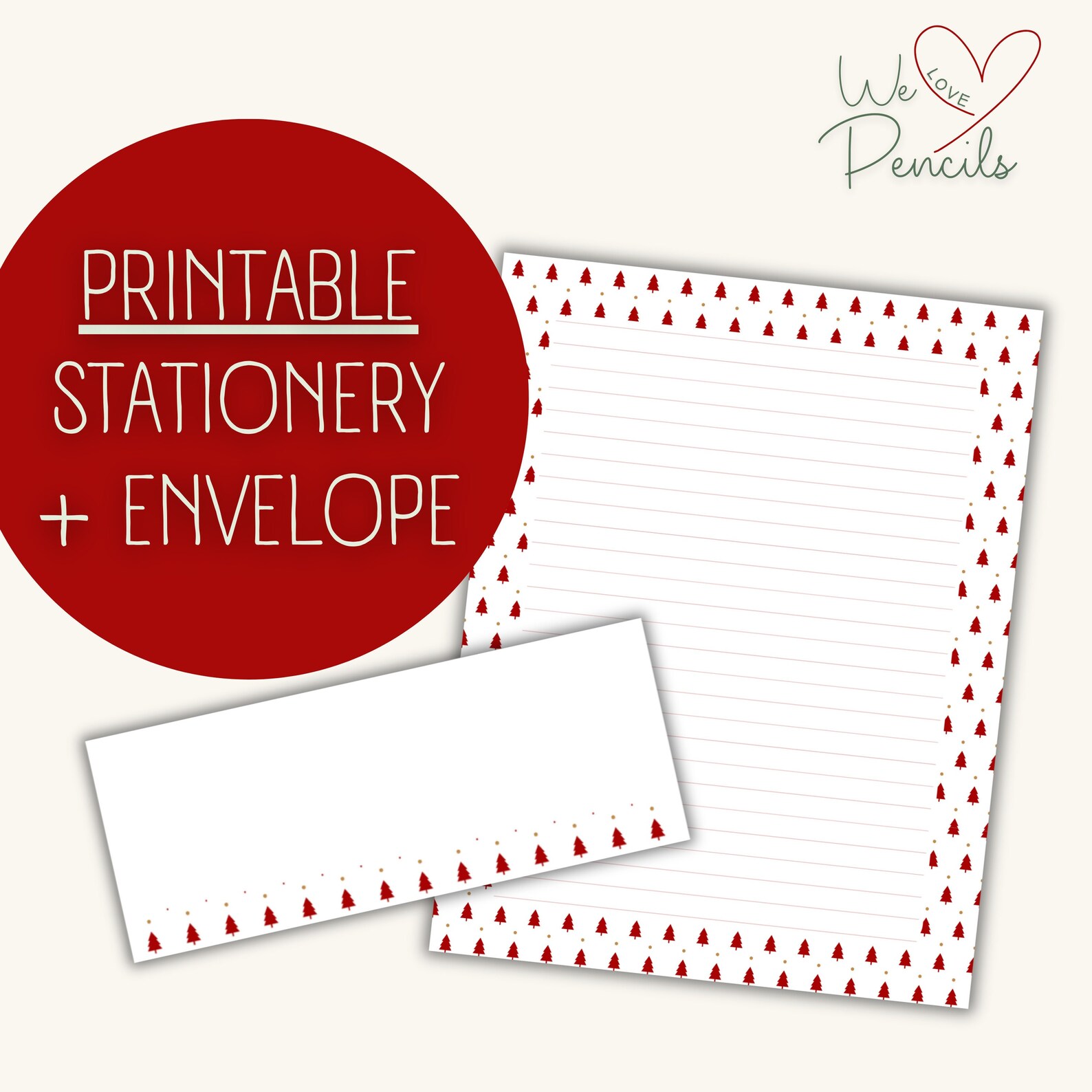 Printable Christmas Letter Paper Set With Envelope, Printable Christmas ...