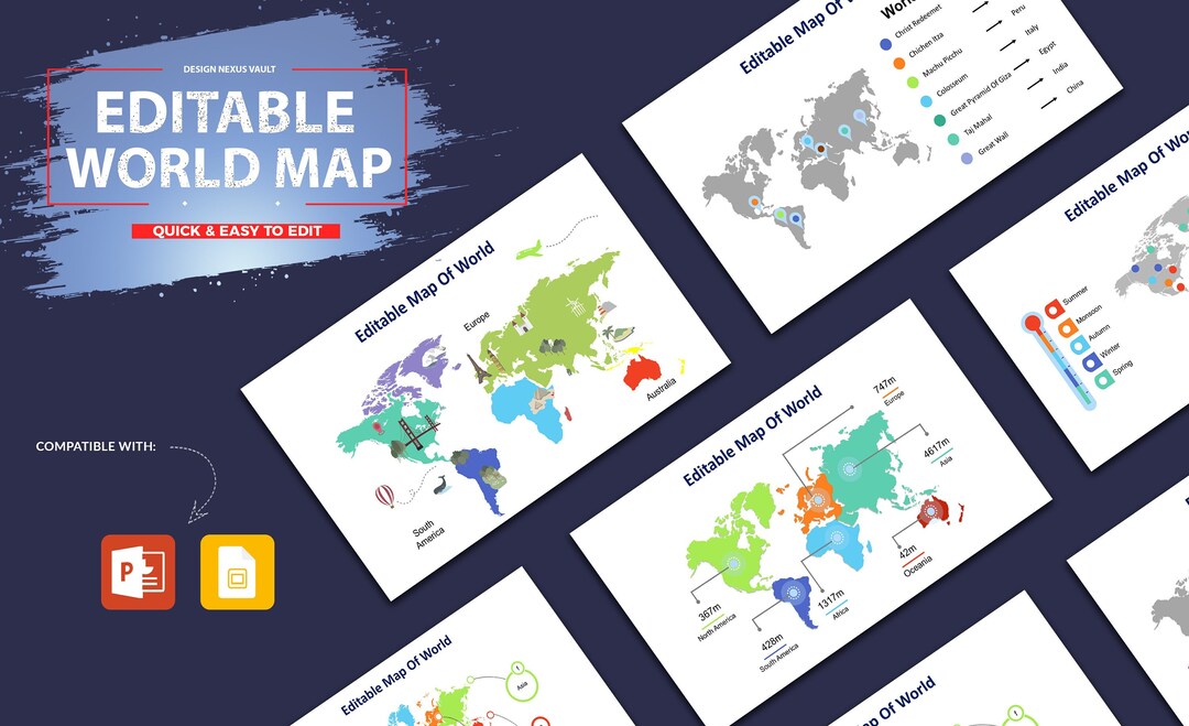 Dynamic World Map Infographic Templates: Editable and - Etsy