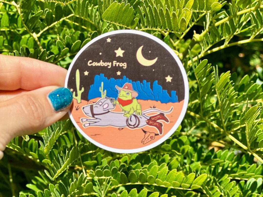 Cowboy Frog Sticker Funny Frog Sticker Cowboy Frog Mouse Sticker ...