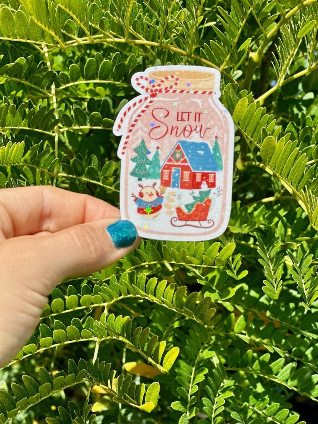 Christmas Sticker Let It Snow Sticker Snowglobe Sticker Snow Globe ...