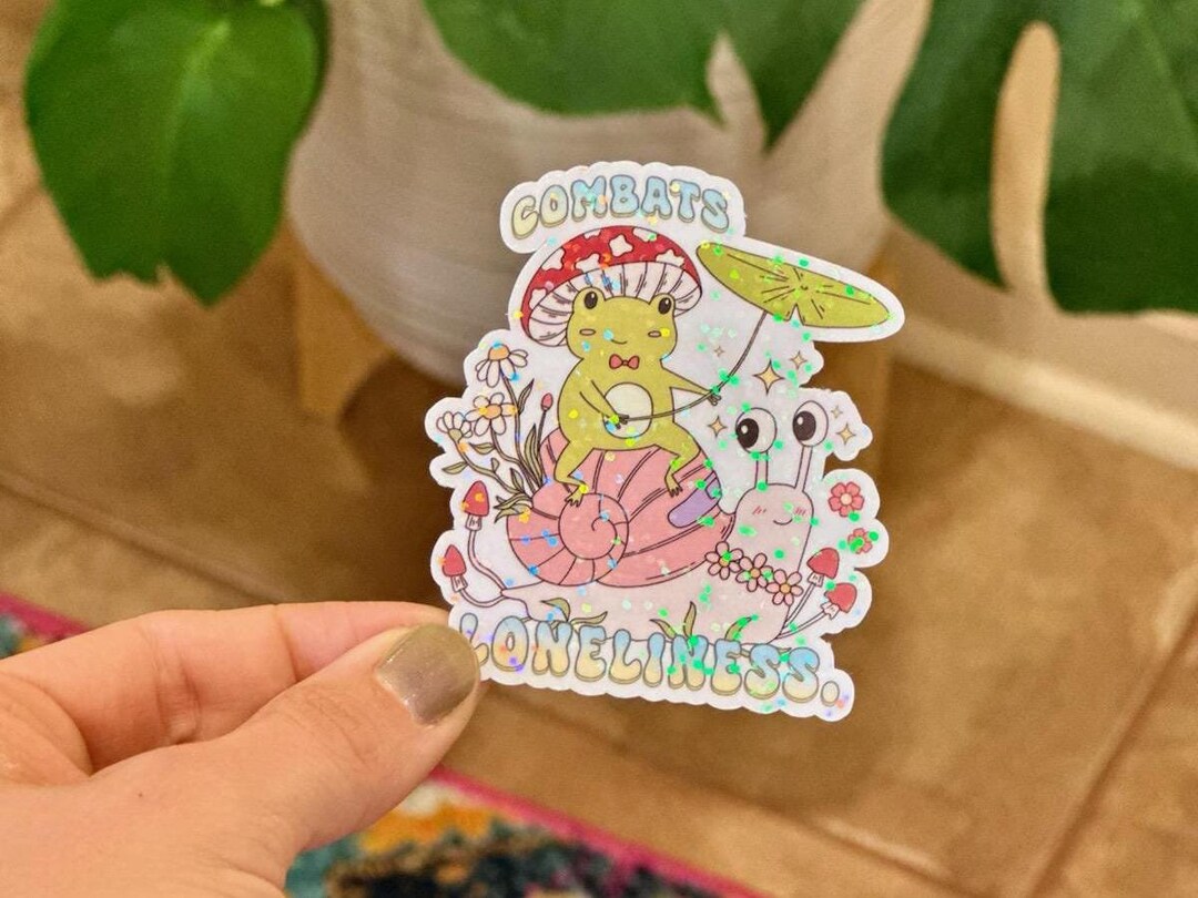 Cute Frog Sticker Retro Mental Health Decal Lonely Sticker Self Help ...