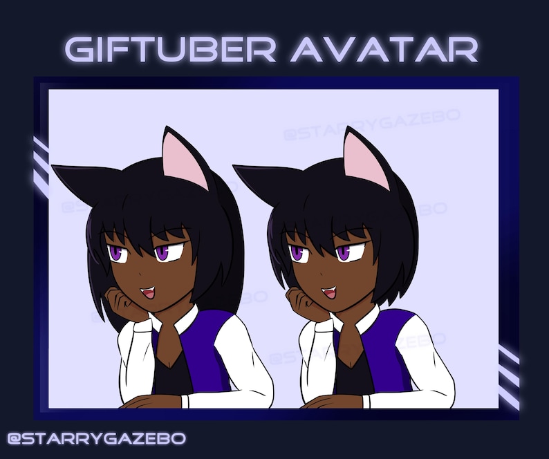 Black Cat Girl Reactive Giftuber Animated Pngtuber Twitch Avatar Model ...
