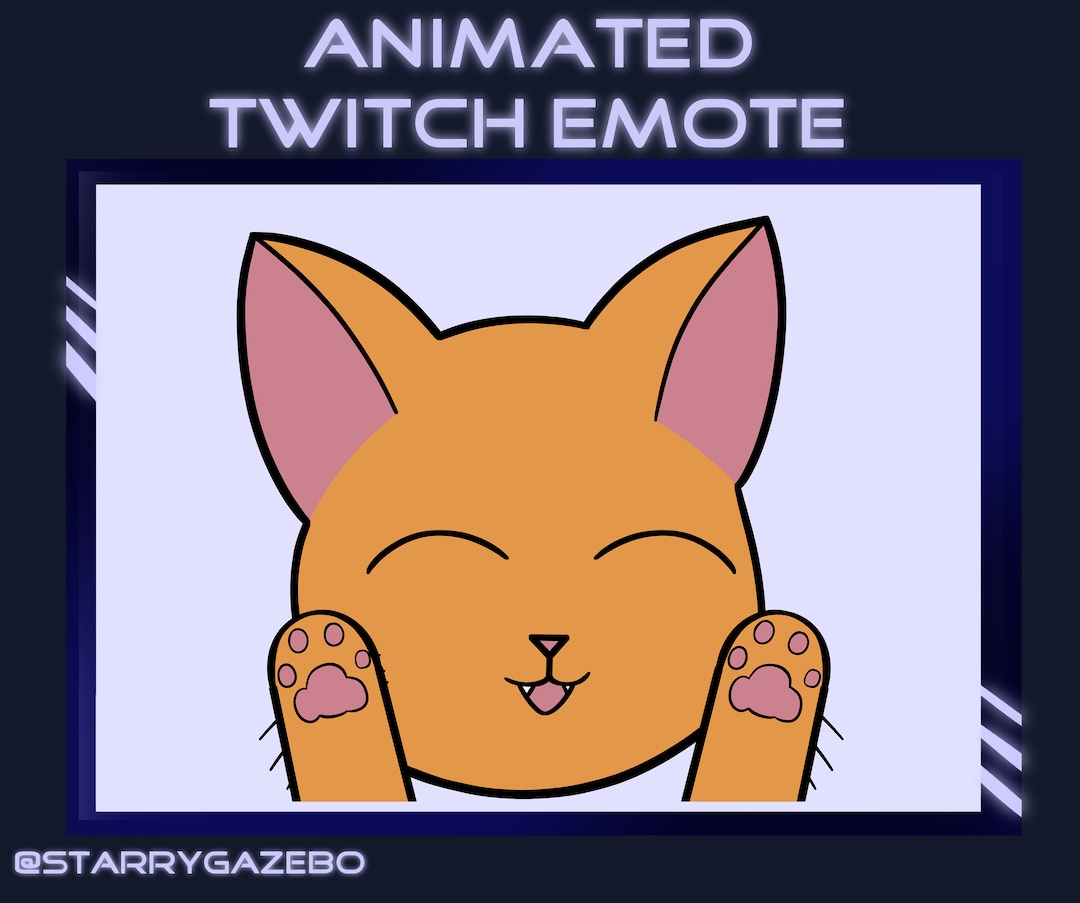 Animated Waving Ginger Cat Emote Cute Kawaii Kitty - Twitch Youtube ...