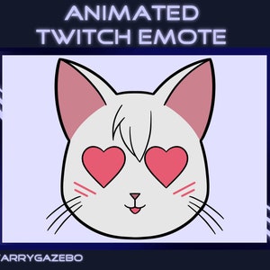 Animated Heart Eyes White Cat Emote Cute Kawaii Kitty - Twitch Youtube ...