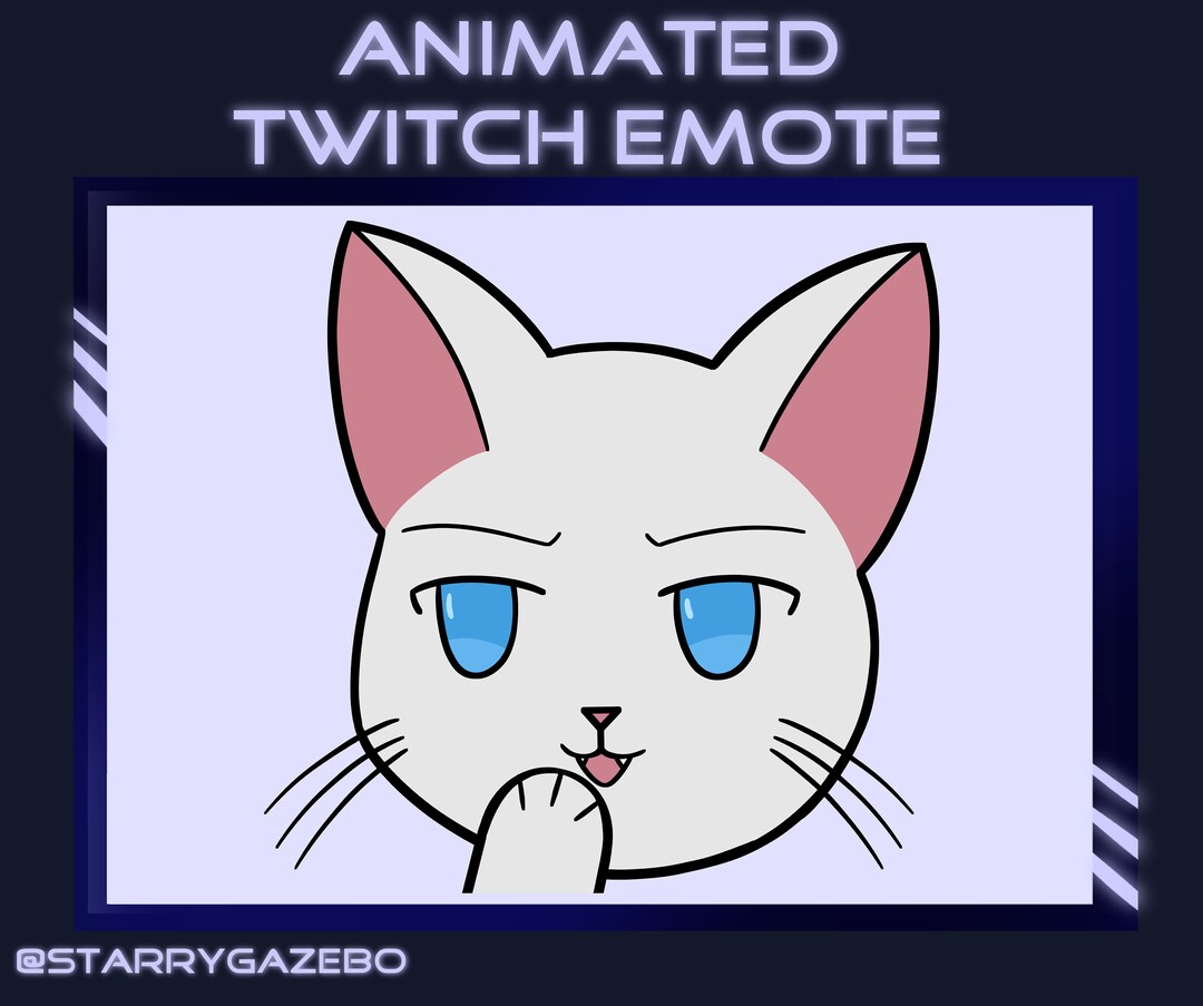 Animated Smug Laugh White Cat Emote Cute Kawaii Kitty - Twitch Youtube ...