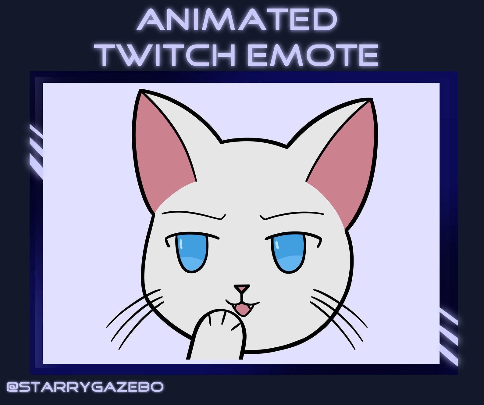 Animated Smug Laugh White Cat Emote Cute Kawaii Kitty Twitch Youtube ...