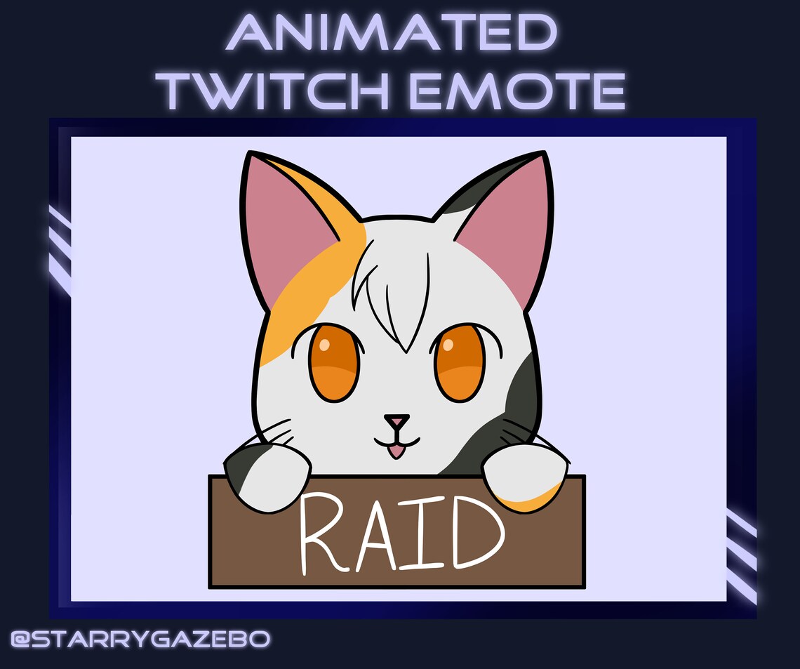 Animated Raid Calico Cat Emote Cute Kawaii Kitty - Twitch Youtube ...