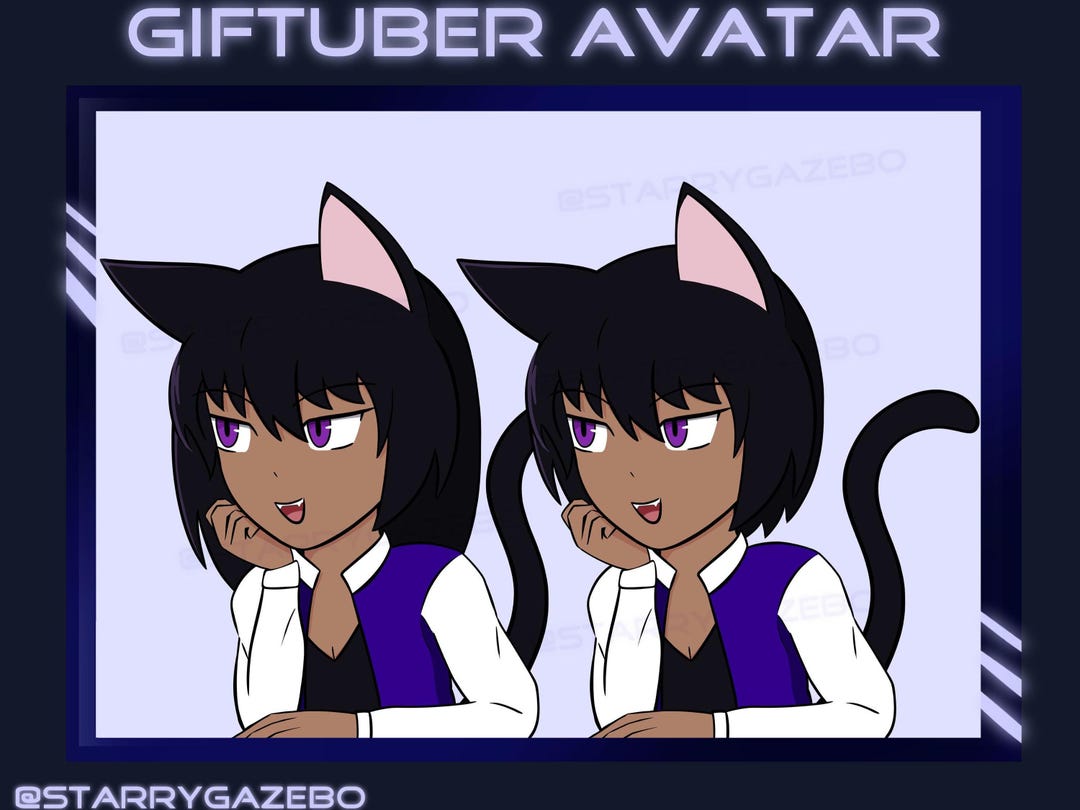 Black Cat Girl Reactive Giftuber Animated Pngtuber Twitch Avatar Model ...