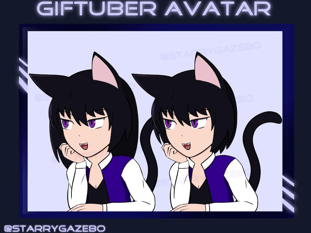 Black Cat Girl Reactive Giftuber Animated Pngtuber Twitch Avatar Model ...