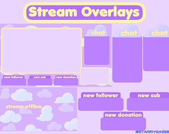 Animated Cloud Theme Pink Yellow Dreamy Pastel Cute Twitch Overlay ...