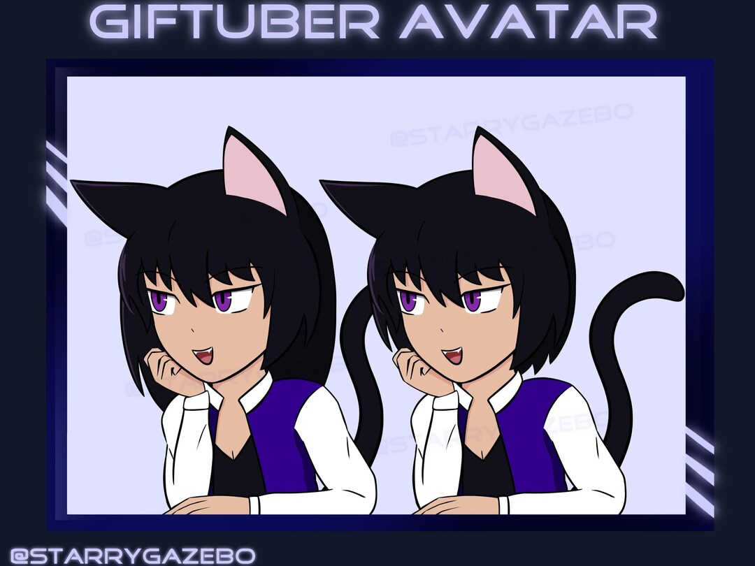 Black Cat Girl Reactive Giftuber Animated Pngtuber Twitch Avatar Model Veadotube Mini Fugitech ...