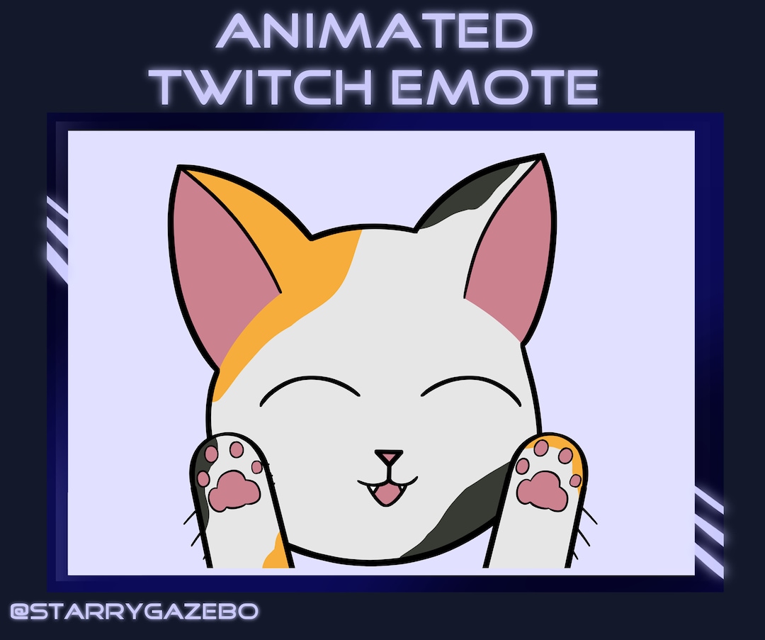 Animated Waving Calico Cat Emote Cute Kawaii Kitty - Twitch Youtube ...