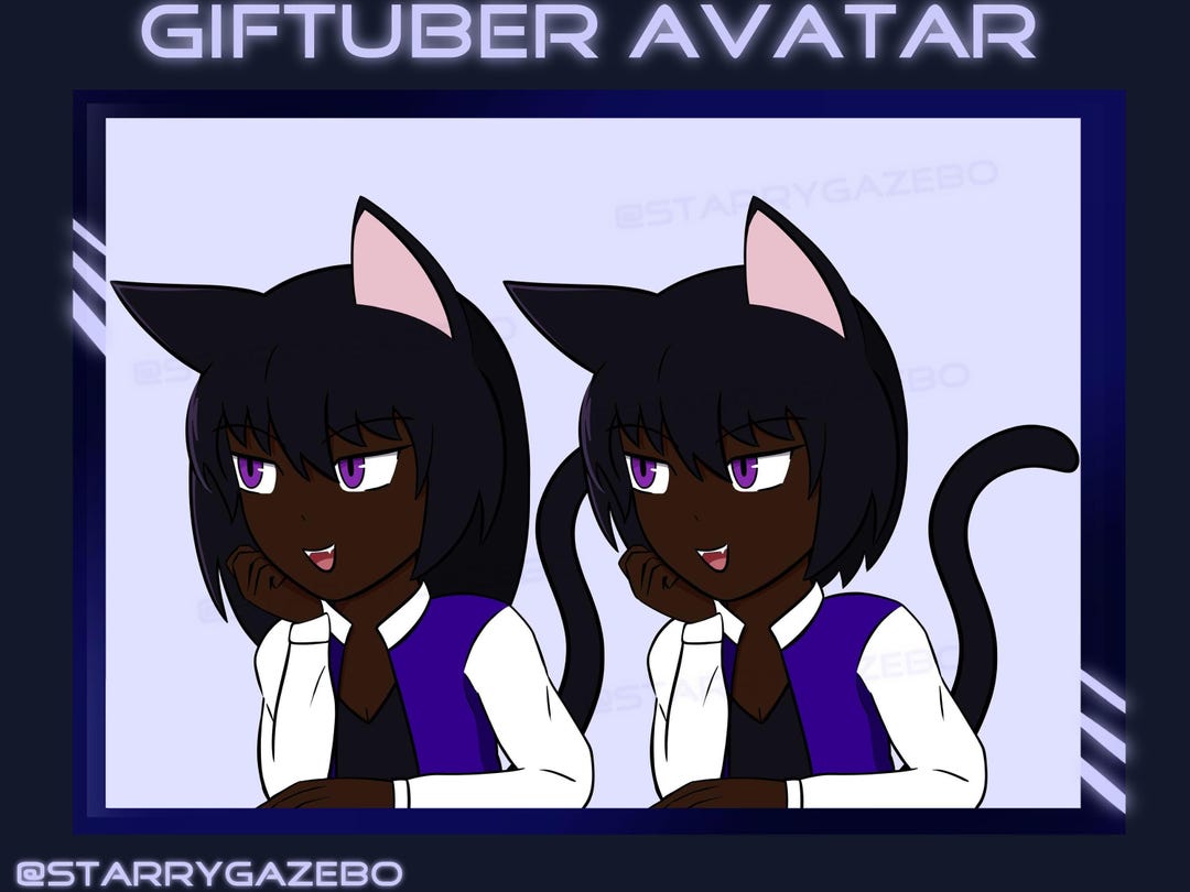 Black Cat Girl Reactive Giftuber Animated Pngtuber Twitch Avatar Model Veadotube Mini Fugitech ...