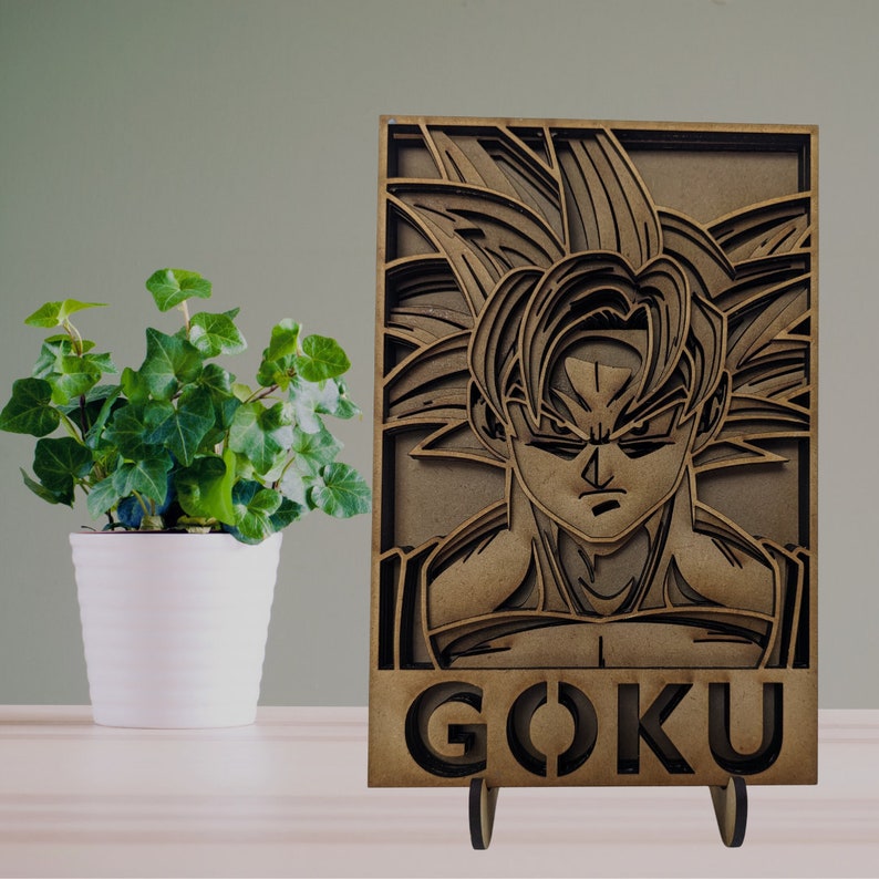 Goku Anime Wooden Art, Housewarming Gif, Wood Wall Decor , Elegant Wall ...