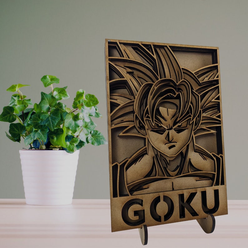 Goku Anime Wooden Art, Housewarming Gif, Wood Wall Decor , Elegant Wall ...