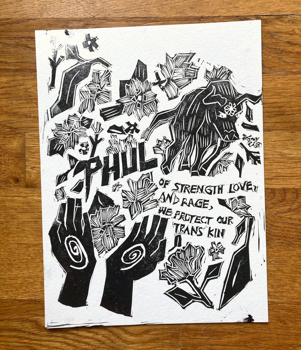 Phul, Trans Flowers, Original Linocut Print - Etsy