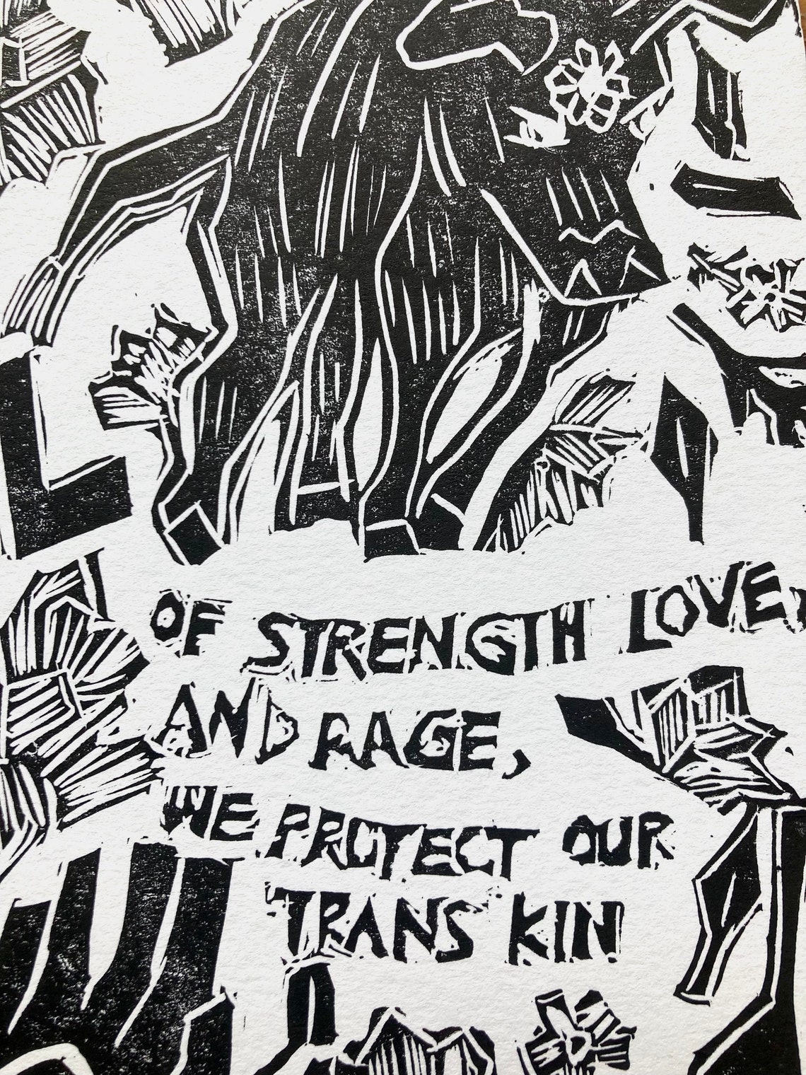 Phul, Trans Flowers, Original Linocut Print - Etsy