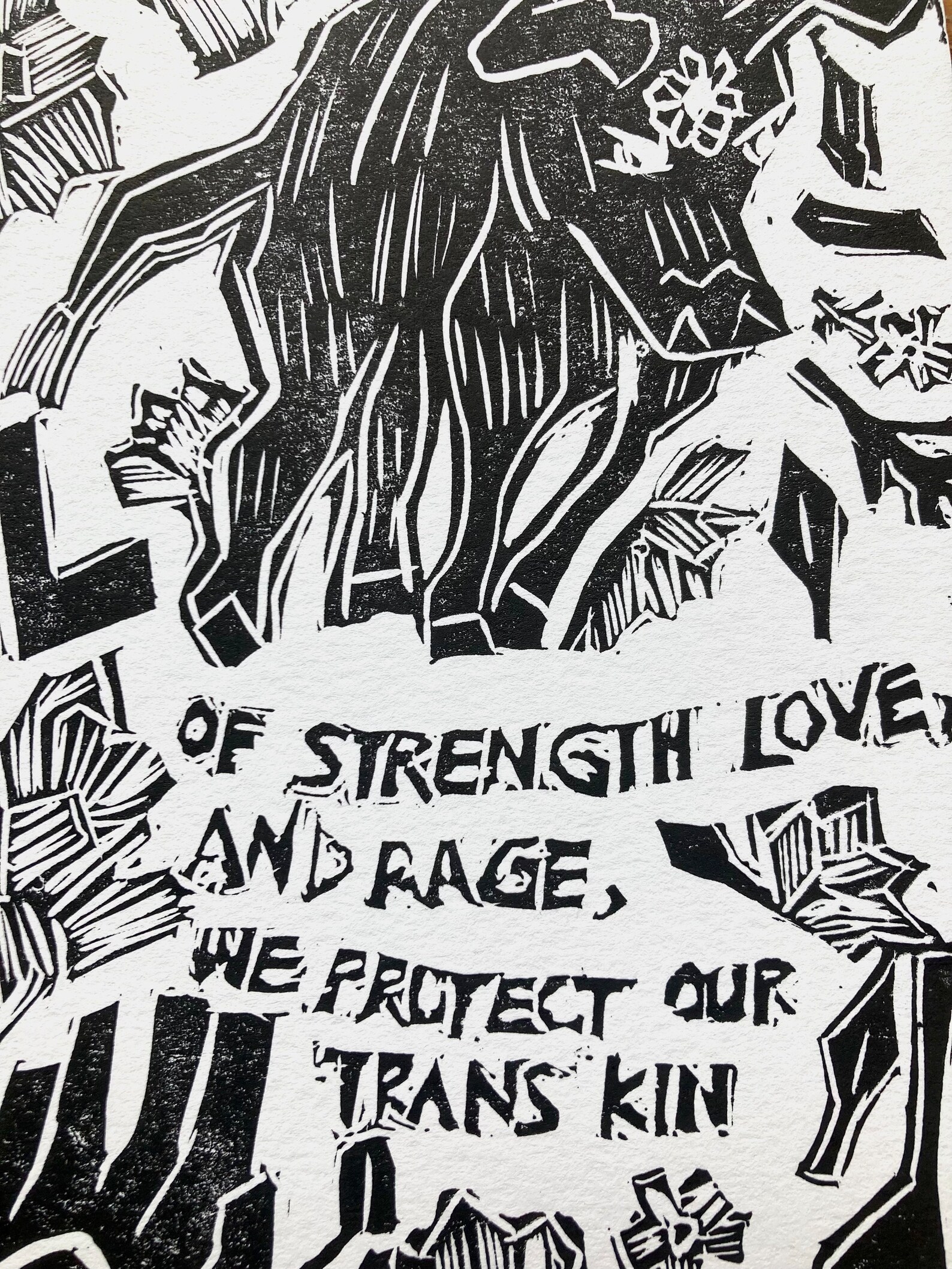 Phul, Trans Flowers, Original Linocut Print - Etsy