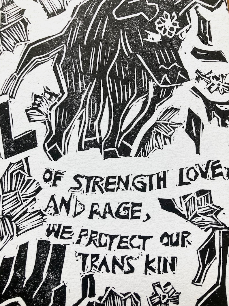 Phul, Trans Flowers, Original Linocut Print - Etsy