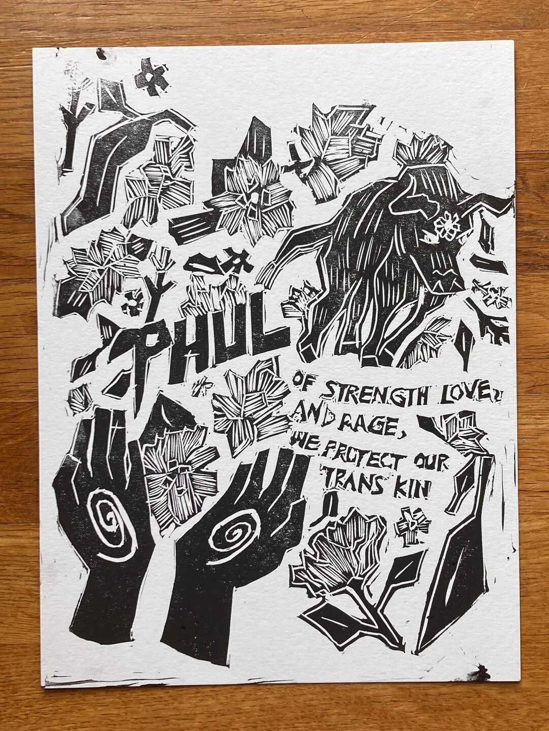 Phul, Trans Flowers, Original Linocut Print - Etsy