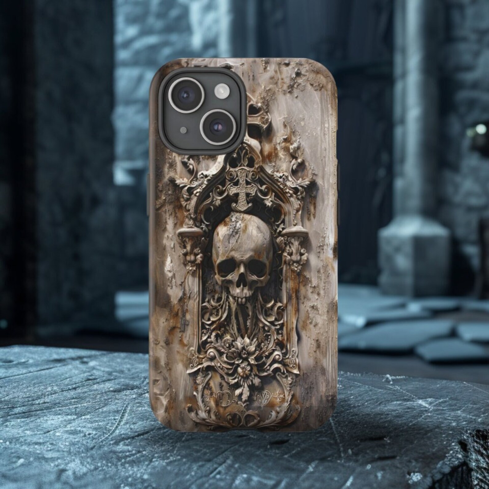 Creepy Gothic Phone Case, Horror Skull Smartphone Cover, Tough Matte or ...
