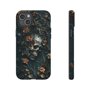 Creepy Skull and Roses Phone Case, Dark Gothic Smartphone Cover, Tough ...