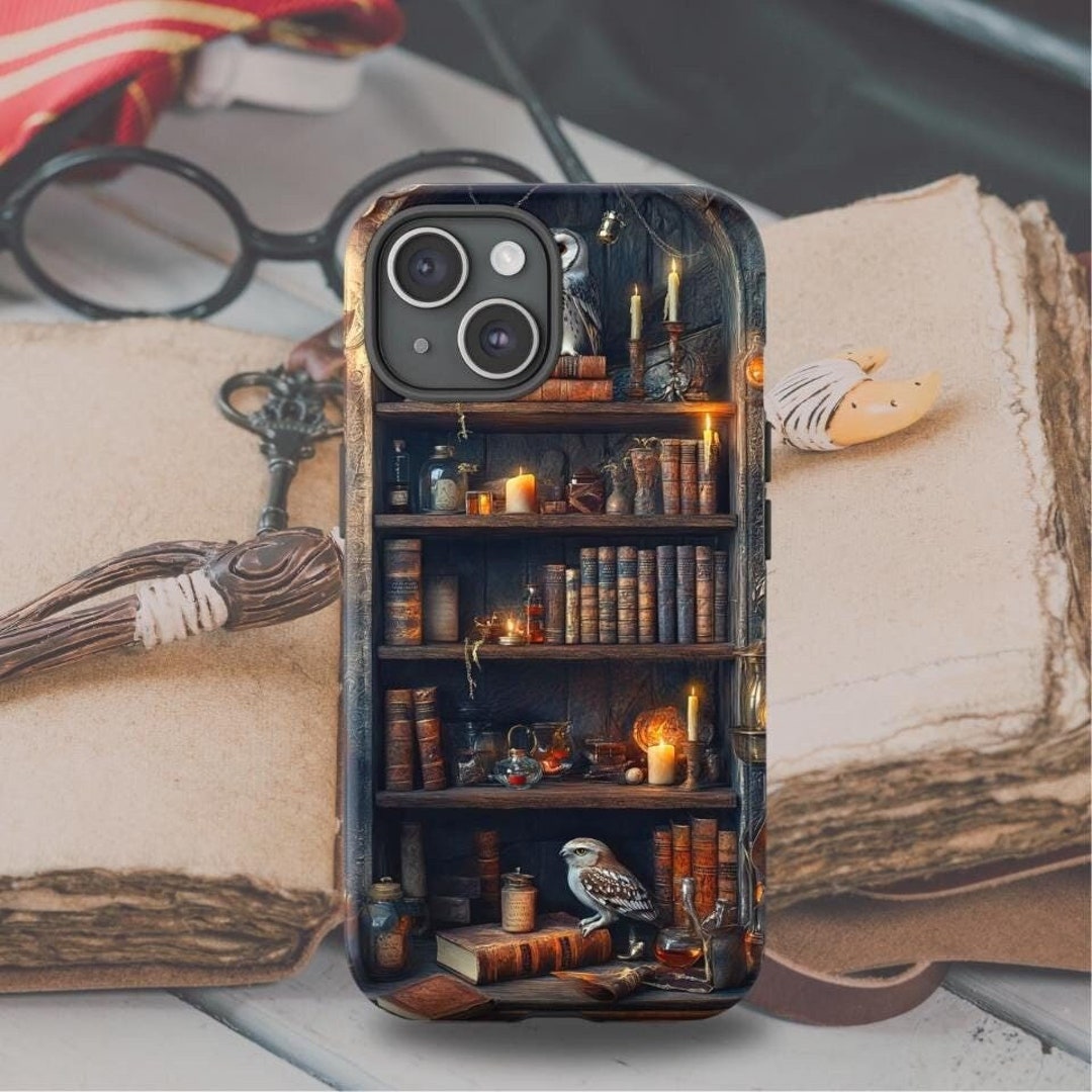 Wizards Bookcase No1 Phone Case, Magical Smartphone Cover, 3D Effect ...