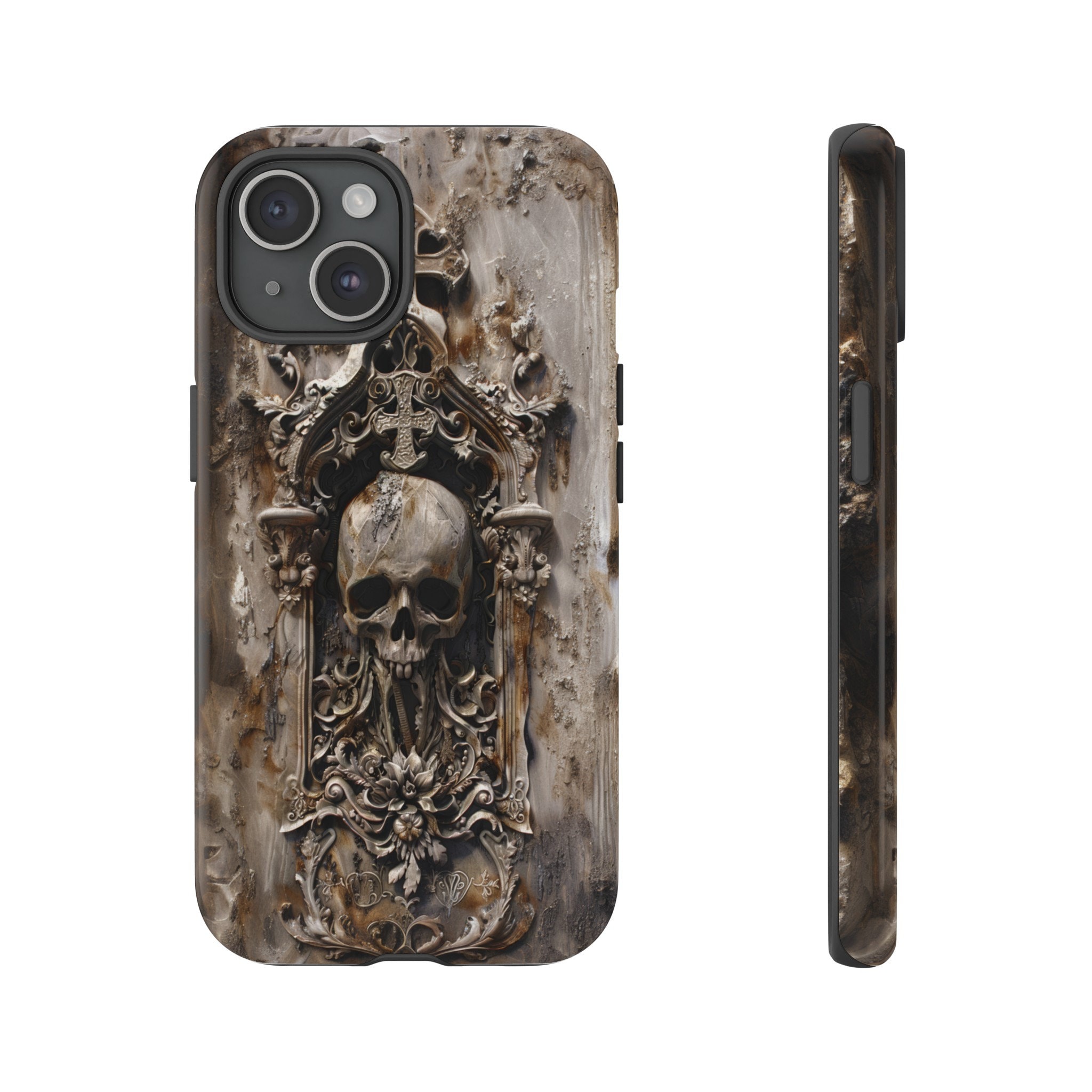Creepy Gothic Phone Case, Horror Skull Smartphone Cover, Tough Matte or ...