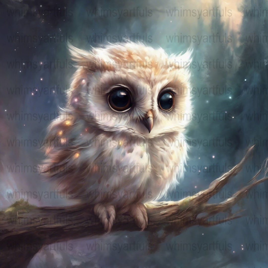 Printable Owl Artwork, Dreamy Fantasy Owl Digital Download, DIY Wall ...