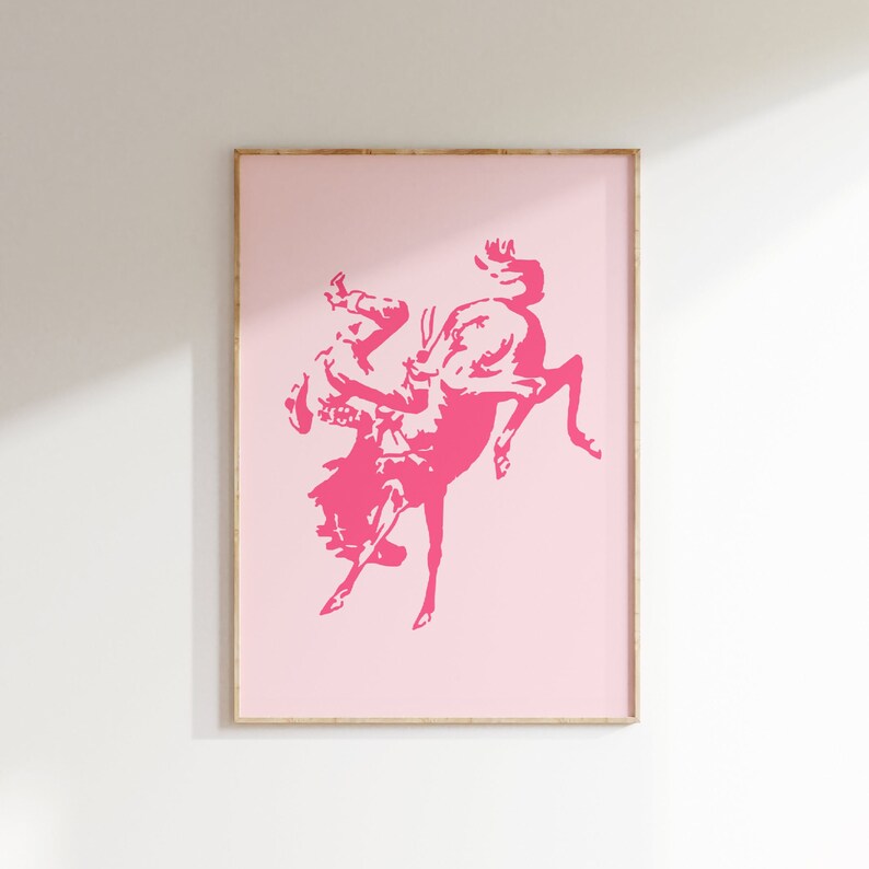 Pink Cowboy Digital Art Print, Western Wall Art, Instant Digital ...