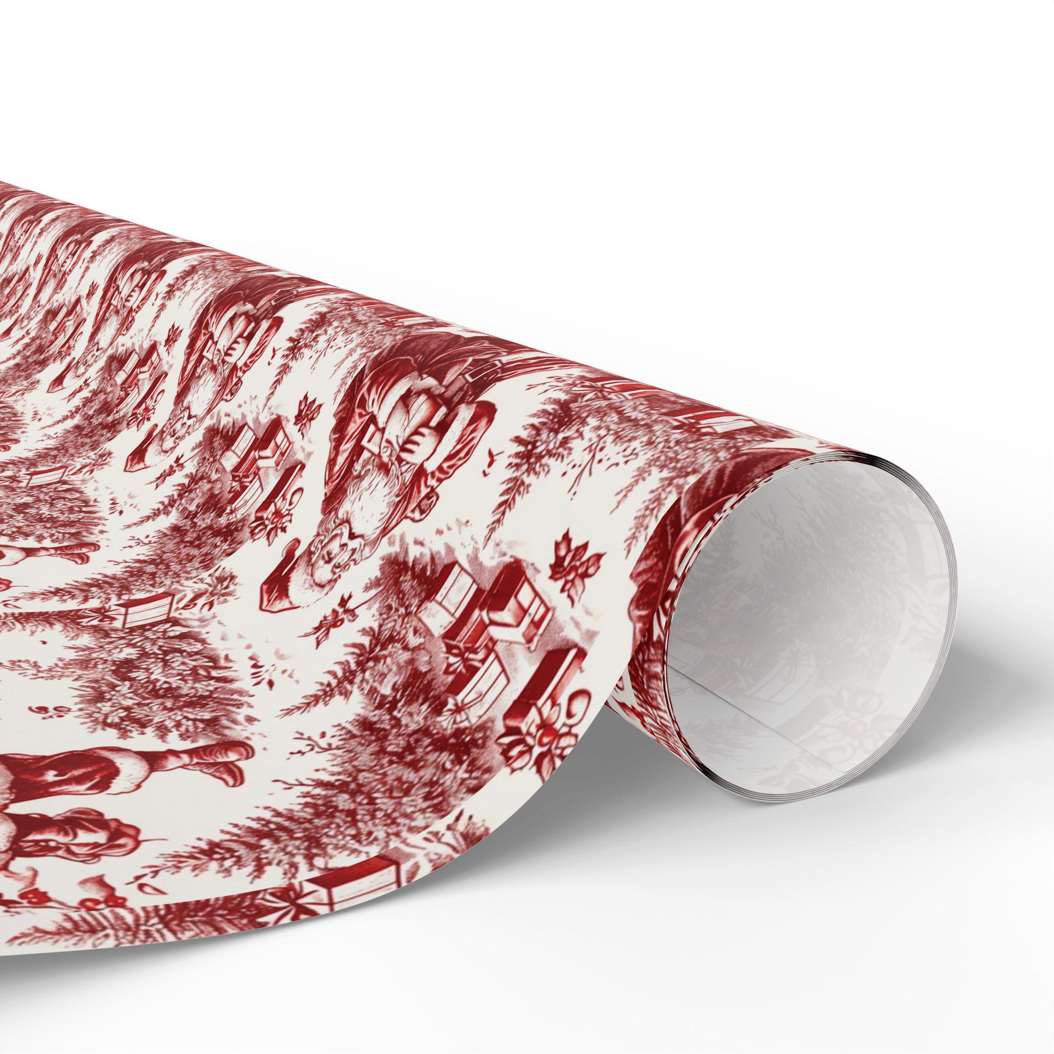Vintage Christmas Toile Wrapping Papers Roll - Holiday Xmas Gift Wrap ...