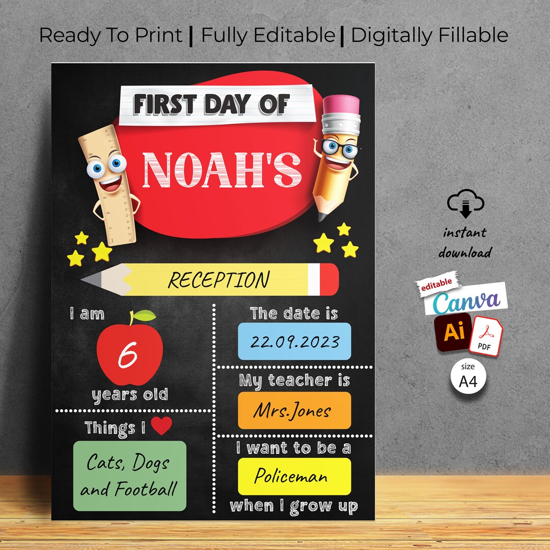 Printable First Day of School Template Digital Download - Etsy