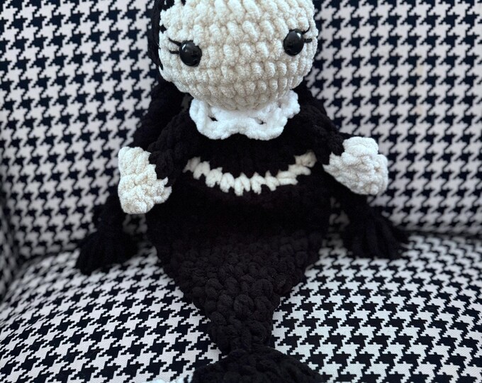 Wednesday Addams, Wednesday Lovey, Addams Family Crochet, Mermaid Doll ...