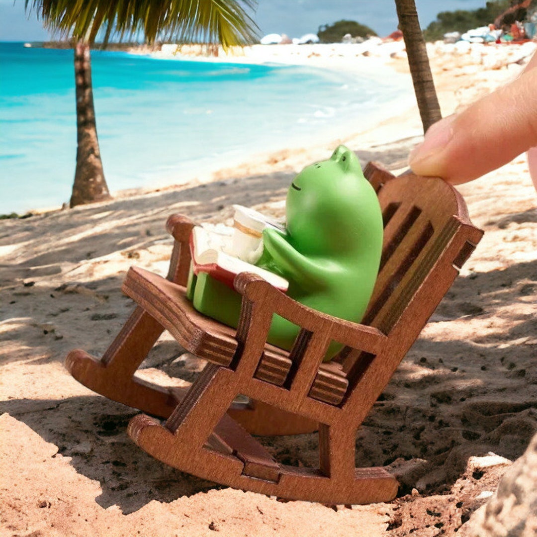 Miniature Japanese Frog Rocking Chair Sculpture Hand-made Frog Office ...