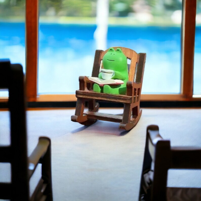 Miniature Japanese Frog Rocking Chair Sculpture Hand-made Frog Office ...