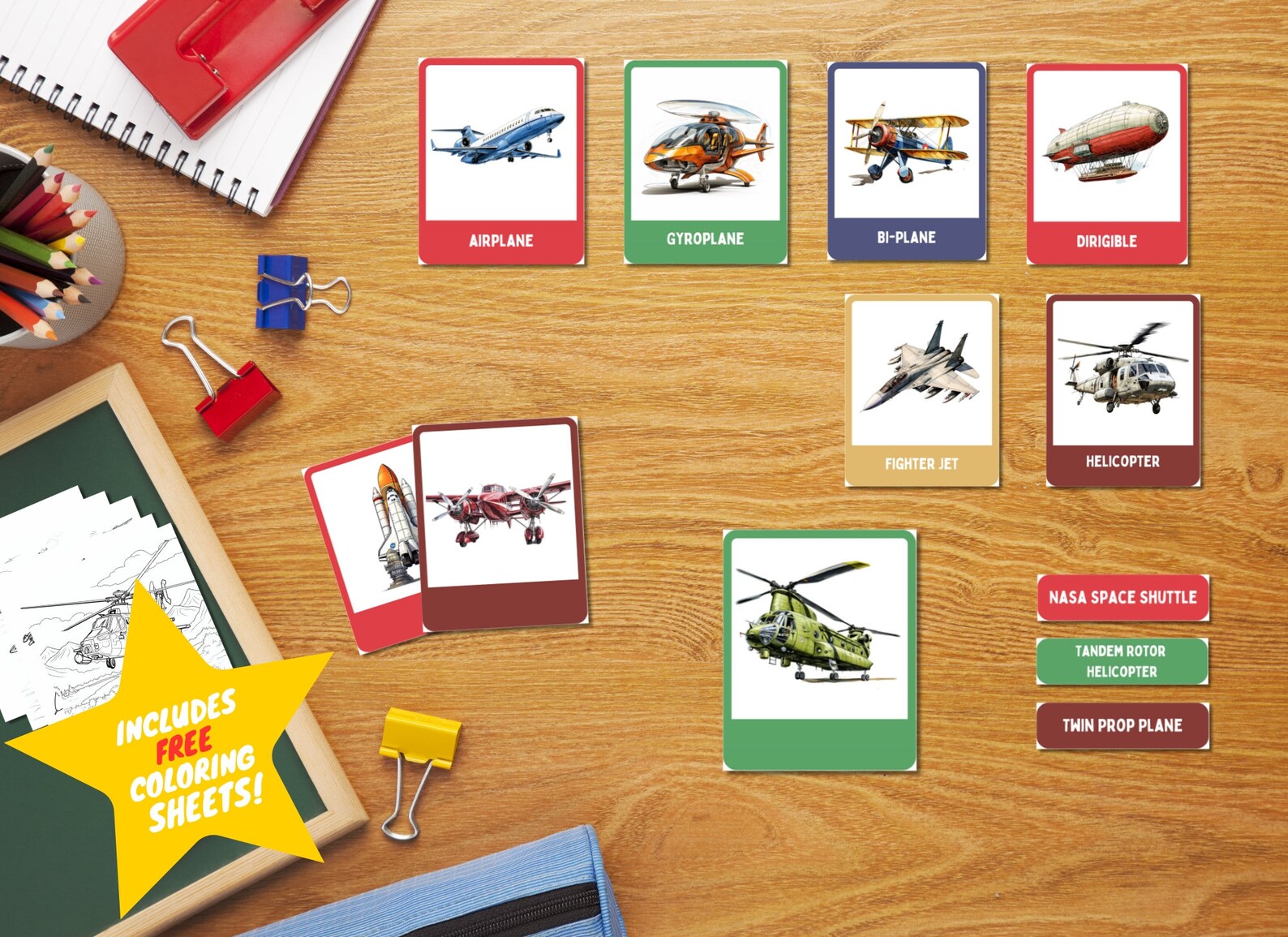 Printable Airplanes Flashcards Flight Theme PLUS Free Planes & Copter ...
