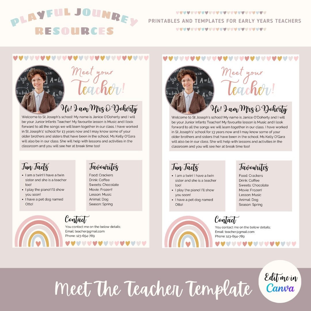 Meet the Teacher Template, Editable Printable Template, Editable ...