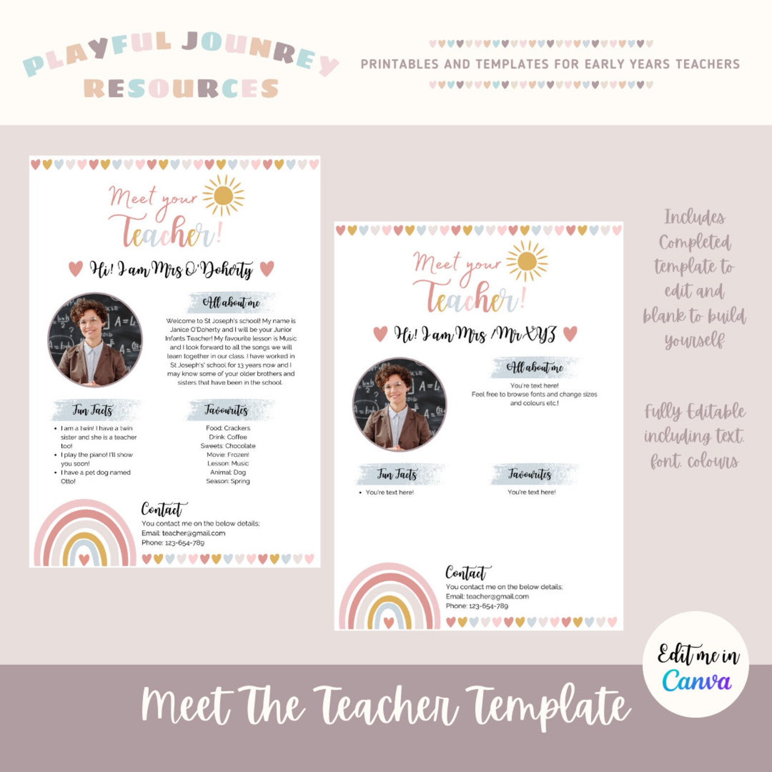 Meet the Teacher Template, Meet Your Teacher, Editable Printable ...