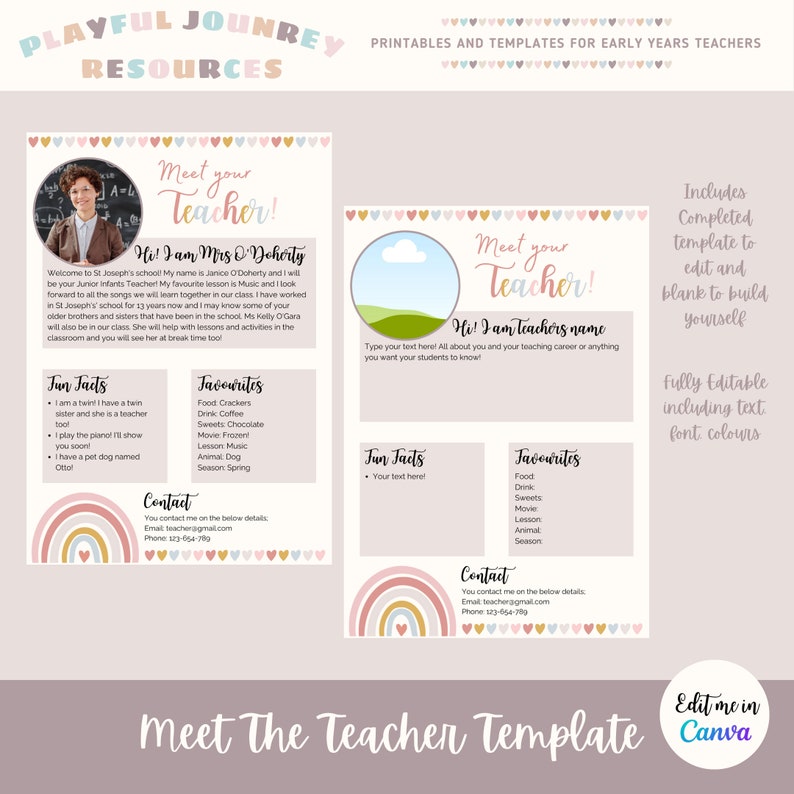 Meet the Teacher Template, Editable Printable Template, Editable ...