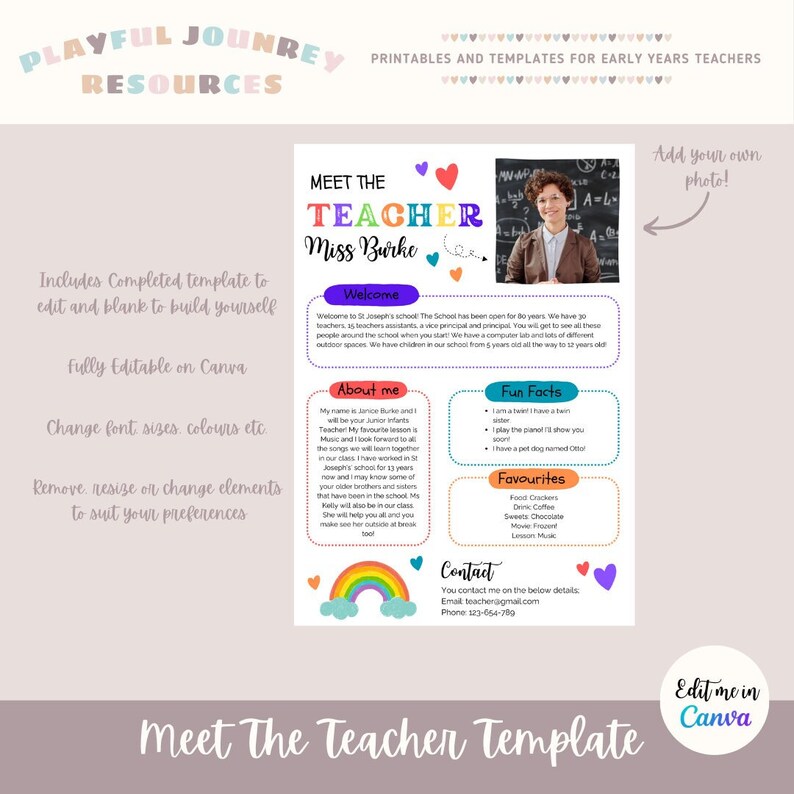 Meet the Teacher Template, Meet Your Teacher, Editable Printable ...
